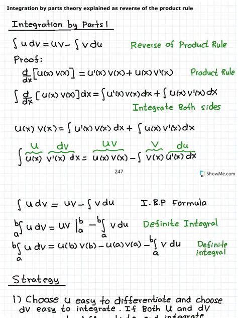 Integration Technique By Parts Method Notes Pdf Integral Analysis