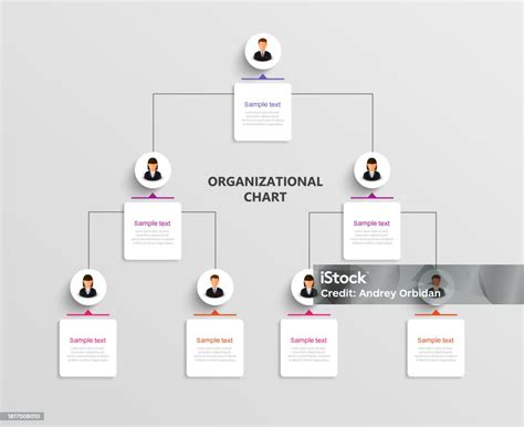 비즈니스 아바타 아이콘이 있는 조직도 비즈니스 계층 인포그래픽 요소 개념에 대한 스톡 벡터 아트 및 기타 이미지 개념