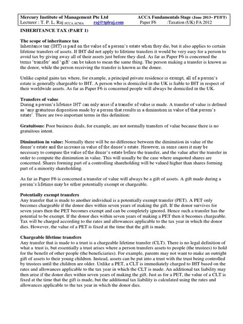 inheritance tax notes pdf inheritance tax mortgage loan