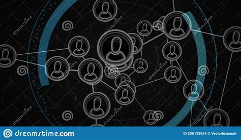 Image Of Scope Scanning With Padlock Icon Over Networks Of Connections On Black Background Stock