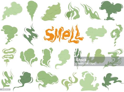 나쁜 냄새입니다 담배 연기 구름을 증기 또는 오래 된 식품 벡터 만화 아이콘 요리 만료 불쾌한 냄새에 대한 스톡 벡터 아트 및 기타 이미지 불쾌한 냄새 향기로운 독성