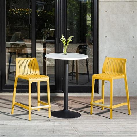 Lagoon Milos Gold Stackable Plastic Outdoor Bar Stool 2 Pack 7203yf Bclgs The Home Depot