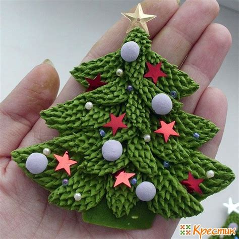 Новогодняя елка из полимерной глины Полимерная глина на рождество Поделки Глиняные поделки