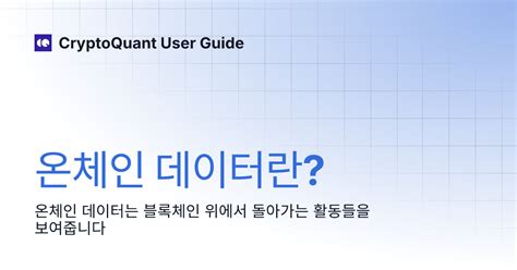 온체인 데이터란 Korean Cryptoquant User Guide
