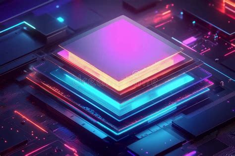 Vibrant Abstraction Of A Futuristic Processor On A Neon Lit Circuit