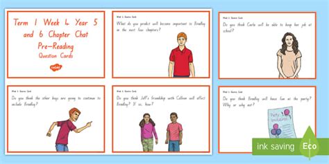 FREE Term 1 Week 4 Year 5 And 6 Chapter Chat Pre Reading Question