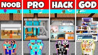 Minecraft Underground Base House Build Challenge Noob vs Pro vs Hacker vs God 完成まで見たくなる動画