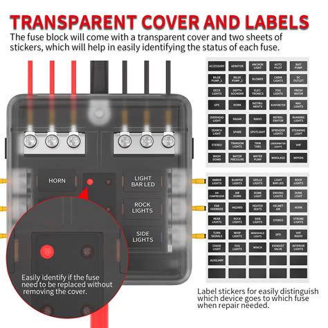 6 Way Atc Ato 12v Marine Fuse Block With Indicator Light Daier