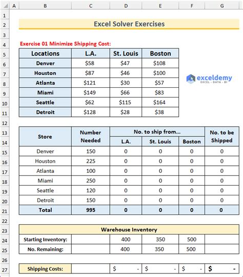 Excel Solver Exercises 8 Advanced Problems Exceldemy