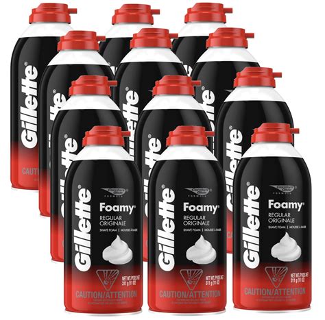 Gillette Foamy Regular Shaving Cream Pack Of 12 11 Oz