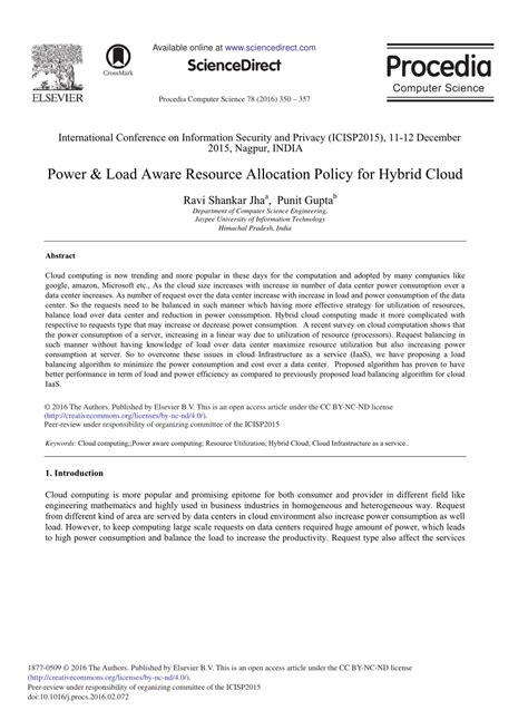 Pdf Power Aware Resource Allocation Policy For Hybrid Cloud