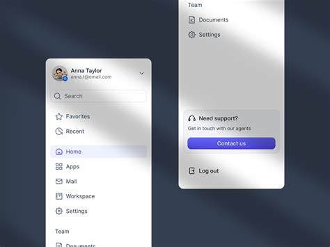 side menu navigation by beyond ui on dribbble