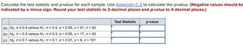[solved] calculate the test statistic and p value f