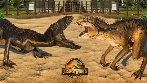 Indoraptor Lux Vs Scorpios Rex Fight Jurassic World Evolution 2
