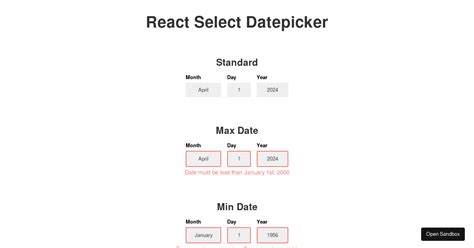 Basic Datepicker Forked Codesandbox