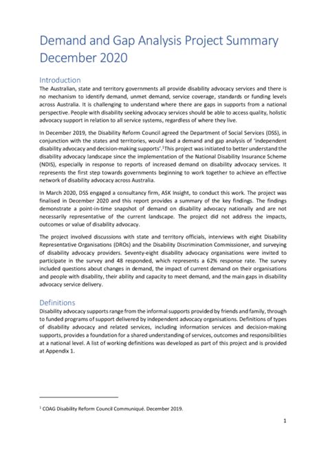 Demand And Gap Analysis Project Summary Australian Government