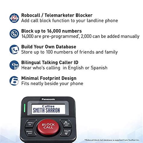 Panasonic Call Blocker For Landline Stop Robocalls Kx Tga710b