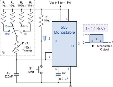 555 Timer Monostable Circuit