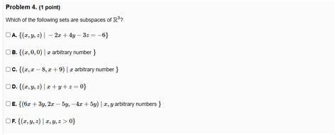 solved which of the following sets are subspaces of r3 a