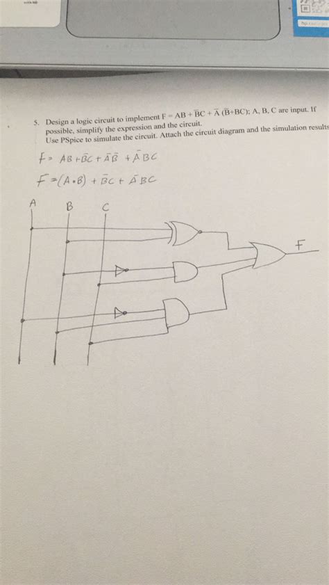 Solved Design A Logic Circuit To Implement F AB BC A Chegg