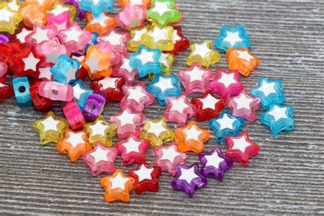 Multicolored Star Beads Acrylic Star Beads Plastic Colorful Star