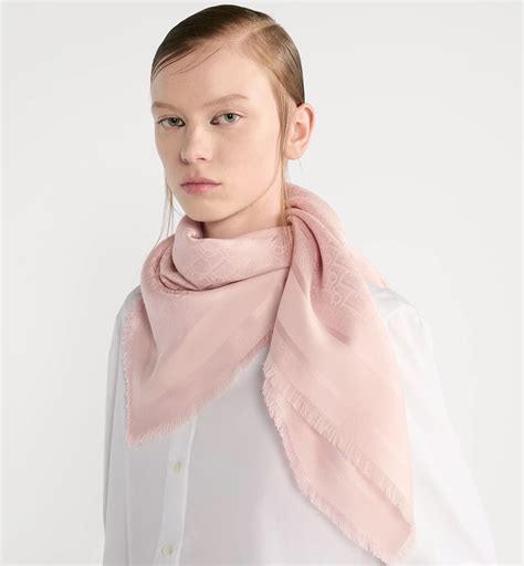 Dior Oblique Shawl Rosewood Pink Cashmere And Silk Jacquard Dior