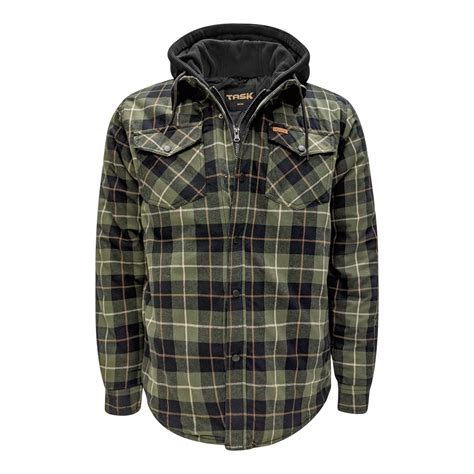 Mens Quilted Flannel Jacket With Hood Wrtk