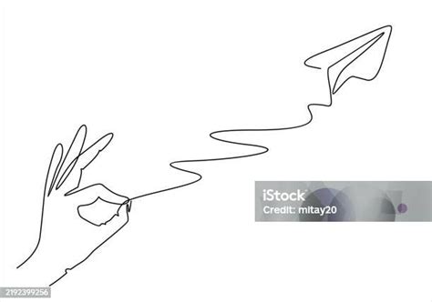 손은 흰색 배경에 고립 된 하늘 비행기로 발사됩니다 연속선 그림입니다 One Line 벡터입니다 여행의 개념 개념에 대한 스톡 벡터 아트 및 기타 이미지 Istock