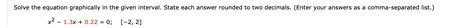Solved Solve The Equation Graphically In The Given Interval