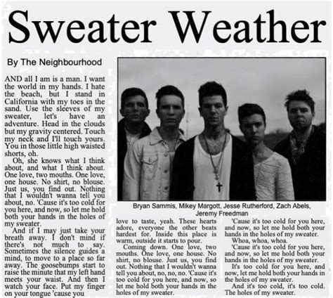 Sweater Weather By The Neighbourhood Lyrics Poster Pretty Lyrics