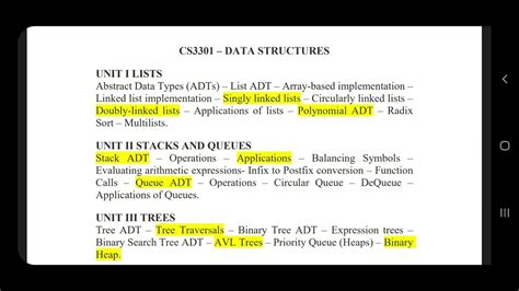 Cs3301 Data Structures Anna University Important Question Jan