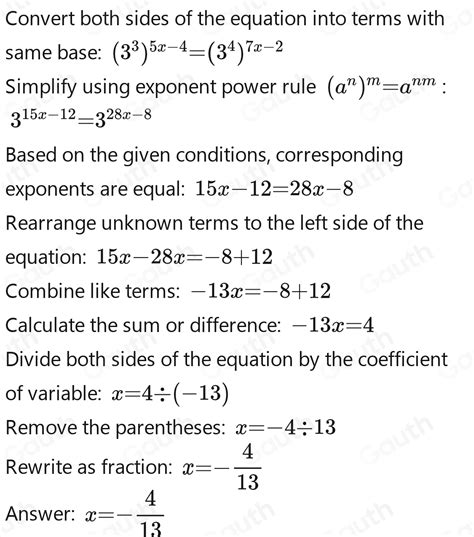 Solved Solve The Exponential Equation For X 27 5x 4 81 7x 2 X [algebra]