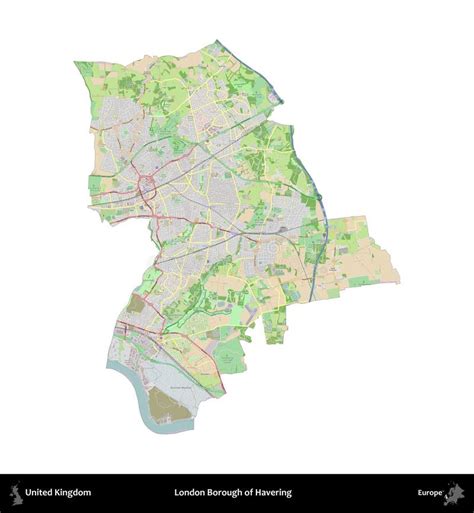 London Borough Of Havering United Kingdom Isolated On White Openstreetmap French Stock