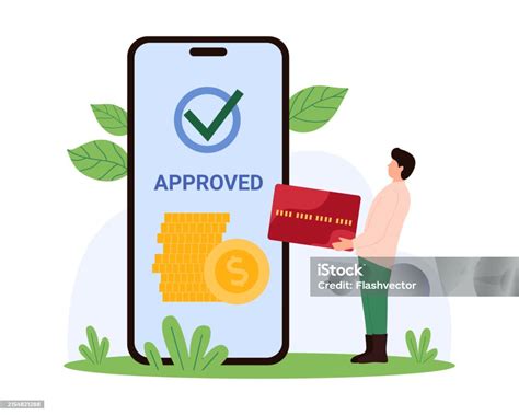 금융 거래 및 결제 승인 신용 카드를 소지한 작은 남자의 회계 신용 카드에 대한 스톡 벡터 아트 및 기타 이미지 신용 카드 대출 지불 Istock