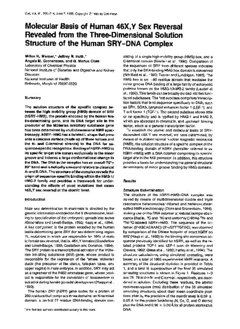 Pdf Molecular Basis Of Human 46xy Sex Reversal Revealed From The Three Dimensional Solution