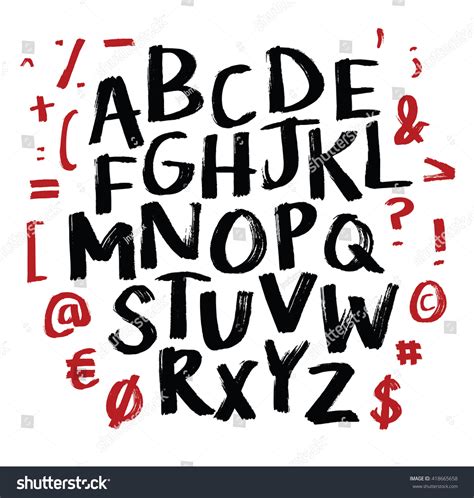 벡터 필기 브러쉬 글꼴손으로 그린 알파벳서판 스톡 벡터로열티 프리 418665658 Shutterstock