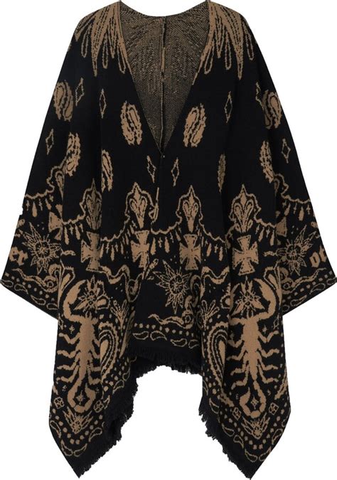 Other Womens Neutrals Black Western Poncho Black And Sand Paisley