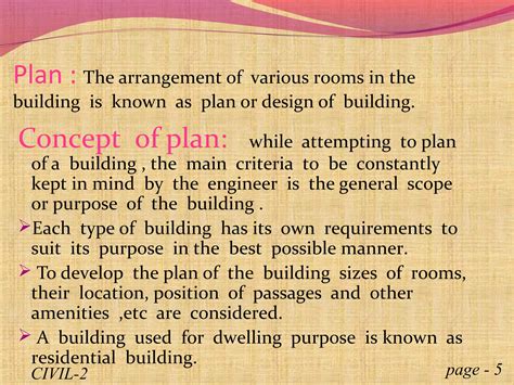 building cpmponents and design introduction concept of plan