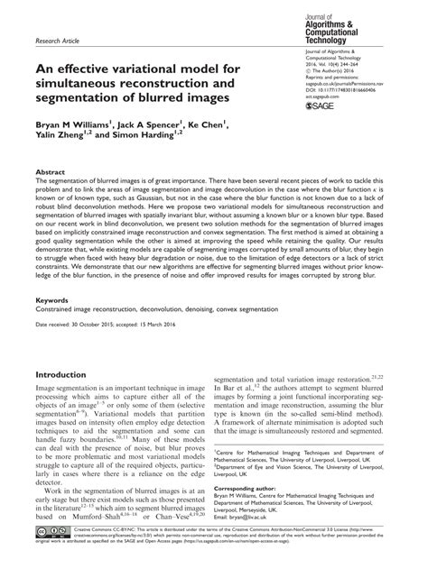 Pdf An Effective Variational Model For Simultaneous Reconstruction