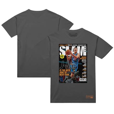 Mens Mitchell And Ness Jeremy Lin Gray New York Knicks Nba Slam Cover T
