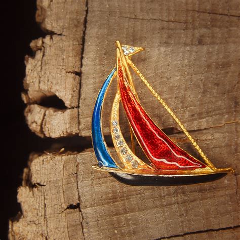 Sail Boat Pin Brooch Vintage Style Enamel Pin Vintage Style Jewelry
