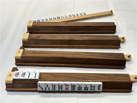 Walnut And Maple Mahjong Racks With Pivoting Pushers Etsy