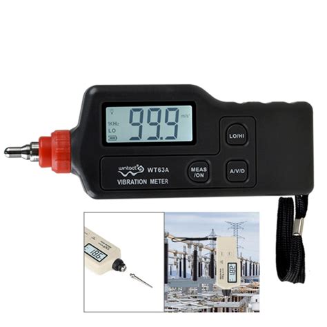 Wintact Wt63a Vibration Meter Digital Tester Vibrometer Analyzer Acceleration Velocity Black Red