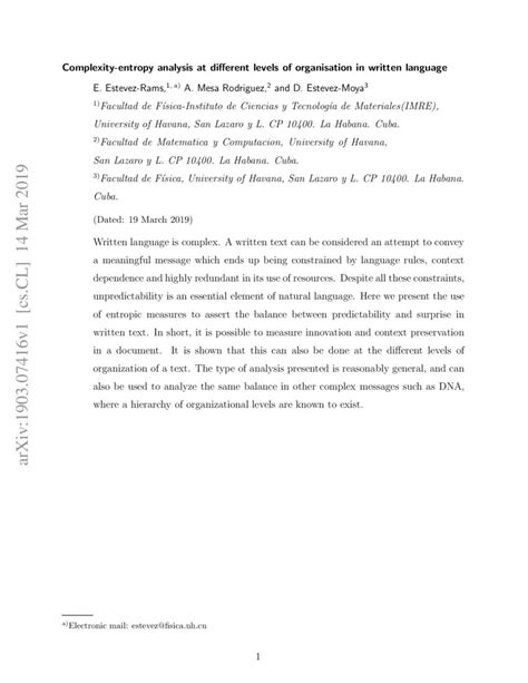 complexity entropy analysis at different levels of organization in