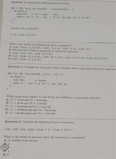 solved question 4 consider the following scala definition