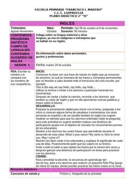 Clase De Ingles Pdf