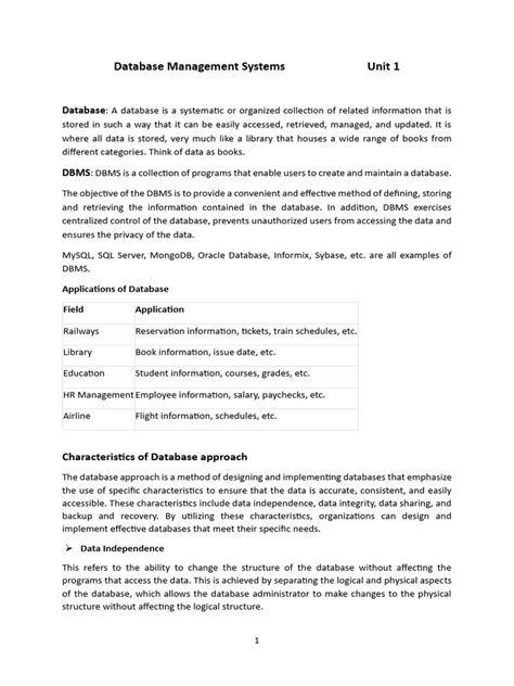 dbms unit 1 pdf
