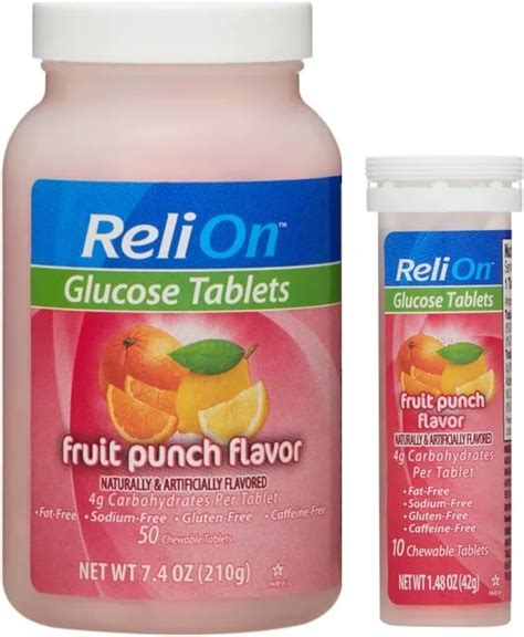 Relion Glucose 50 Tablets With On The Go Tube 10 Tablets