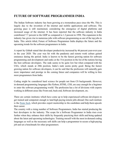 Ppt Future Of Software Programmer India Pesto Tech Powerpoint Presentation Id10885238