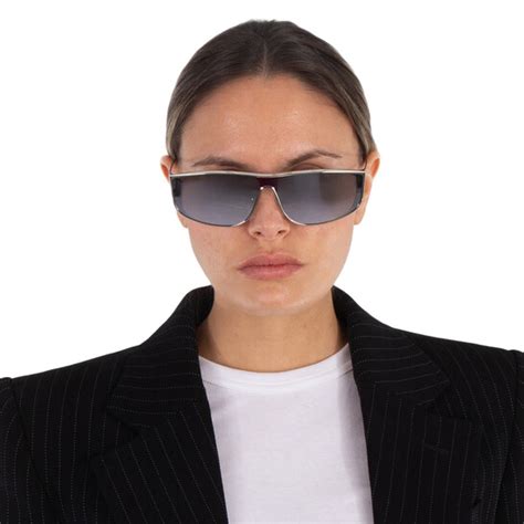 Saint Laurent Silver Shield Unisex Sunglasses Sl 605 Luna 003 135 889652442372 Sunglasses